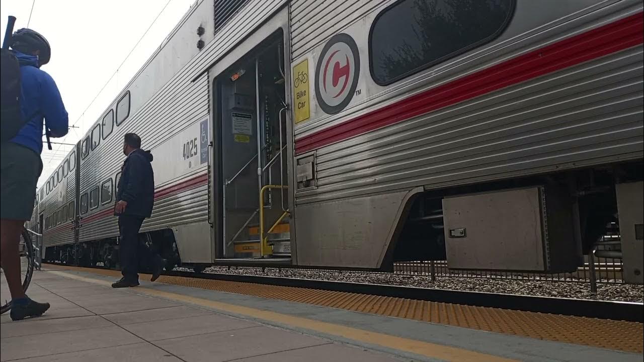 Caltrain 233 arriving and departing Sunnyvale Caltrain station - YouTube