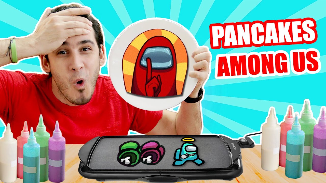 PANCAKES DE AMONG US Y CON DIFICULTAD ! Pancakes Art Challenge ...
