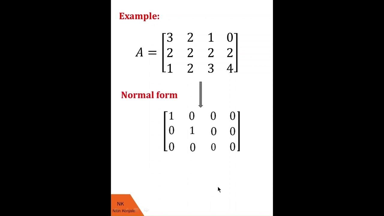 #Shorts How to find Rank of the matrix using its Normal form #maths # ...