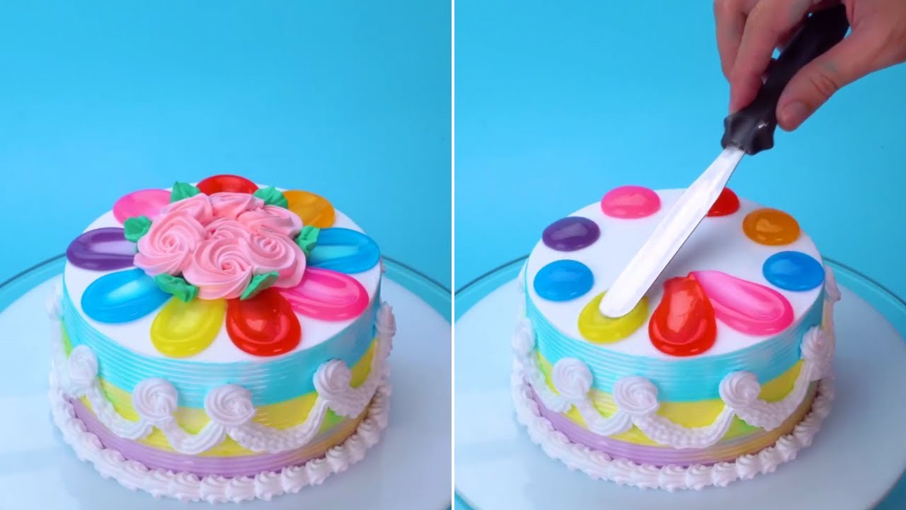 So Tasty Colorful Cream Cake Decorating Ideas | Colorful Cake ...