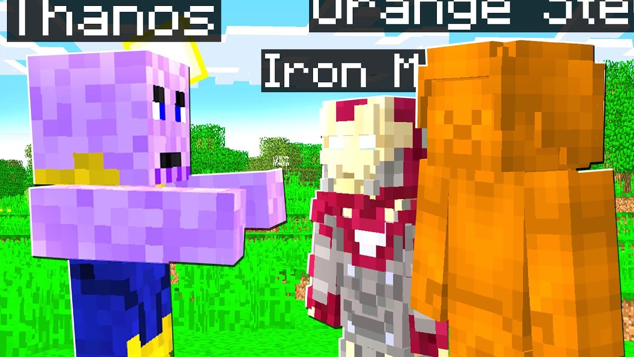 THANOS vs IRON MAN and ORANGE STEVE! (Minecraft PE Endgame) - YouTube
