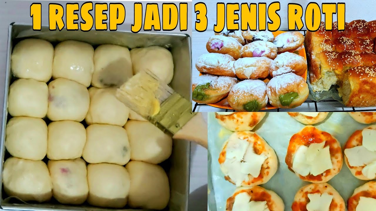 1 resep jadi 3 jenis roti, donat bomboloni, roti pizza dan roti sobek ...