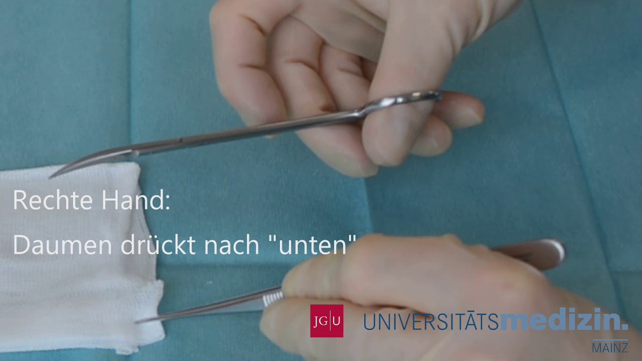 Chirurgische Schere bedienen mit rechter und linker Hand - YouTube