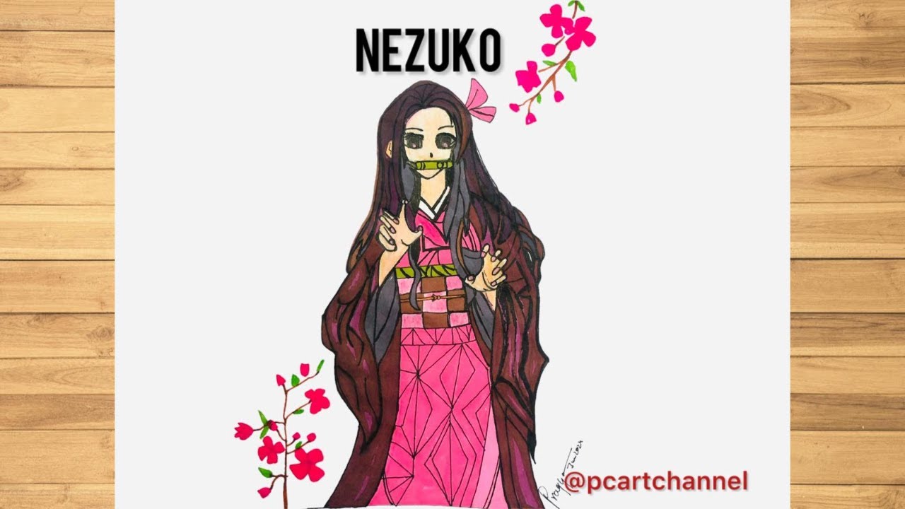 how to draw nezuko | Nezuko drawing easy | step by step @pcartchannel ...