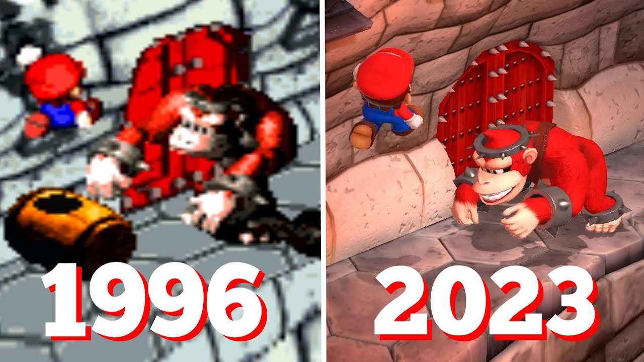 Super Mario RPG Remake Donkey Kong Level Graphics Comparison 1996 vs ...