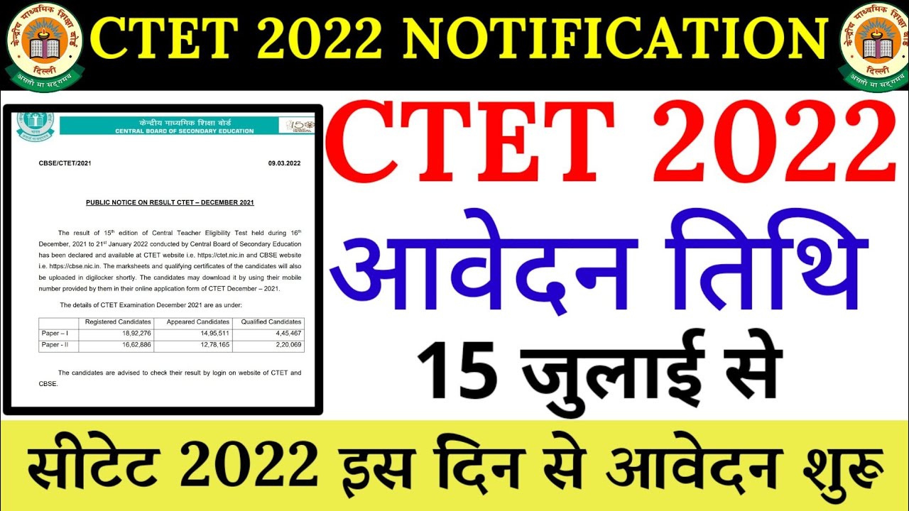 CTET Notification 2022 | CTET Exam Date 2022 | CTET News Today | CTET ...