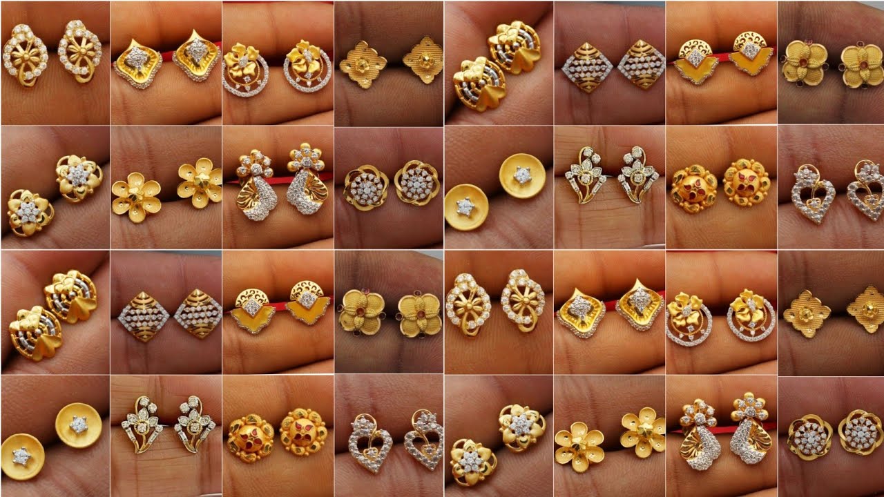 Latest and Beautiful 2gram Gold stud earring designs for Women ||Gold ...