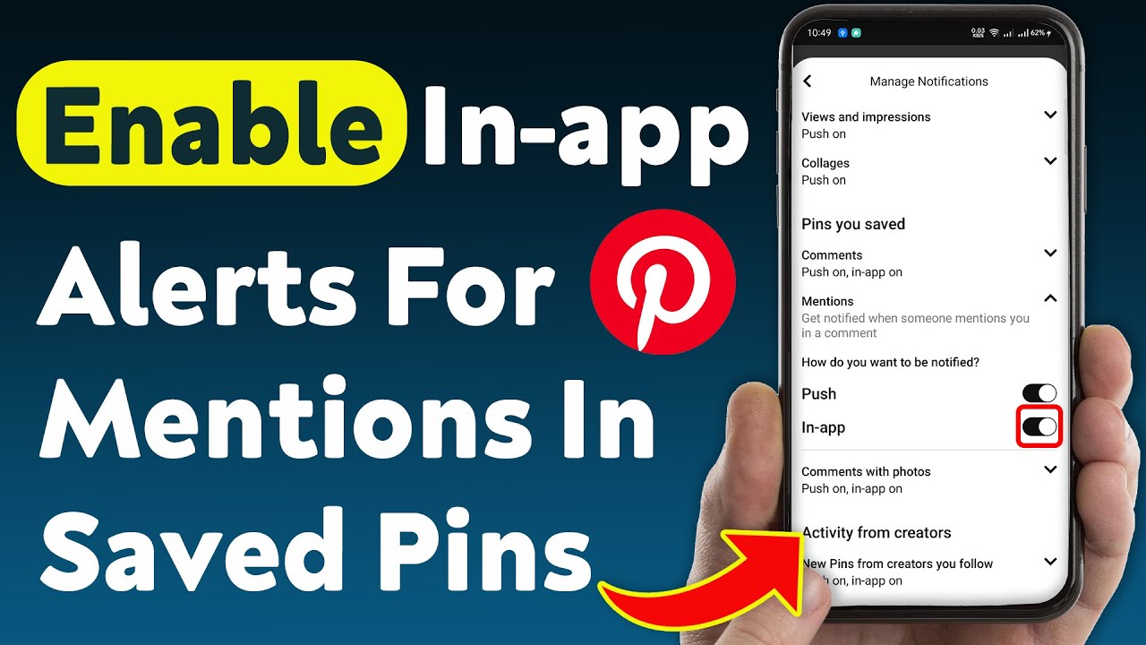 How To Enable In-app Notifications For Mentions In Saved Pins On ...