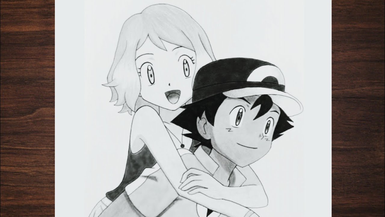 How to draw Serena with Ash Step by step easy (easy drawing) - YouTube