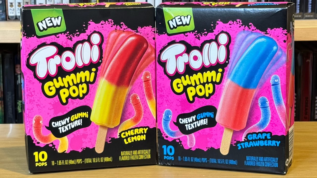 Popsicle Week - Part 1: Tasting the NEW Trolli Gummi Pops (Cherry Lemon ...