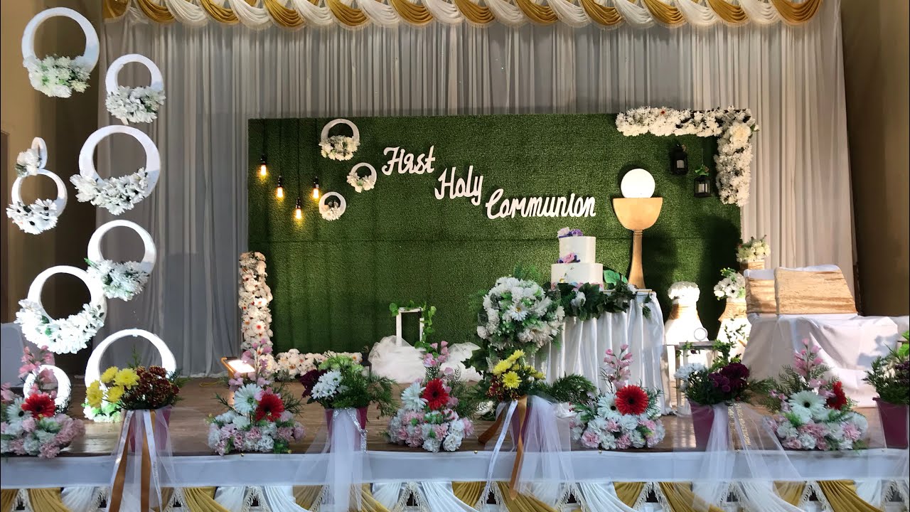 “1st Holy communion” work in large venue in golden white theme - YouTube