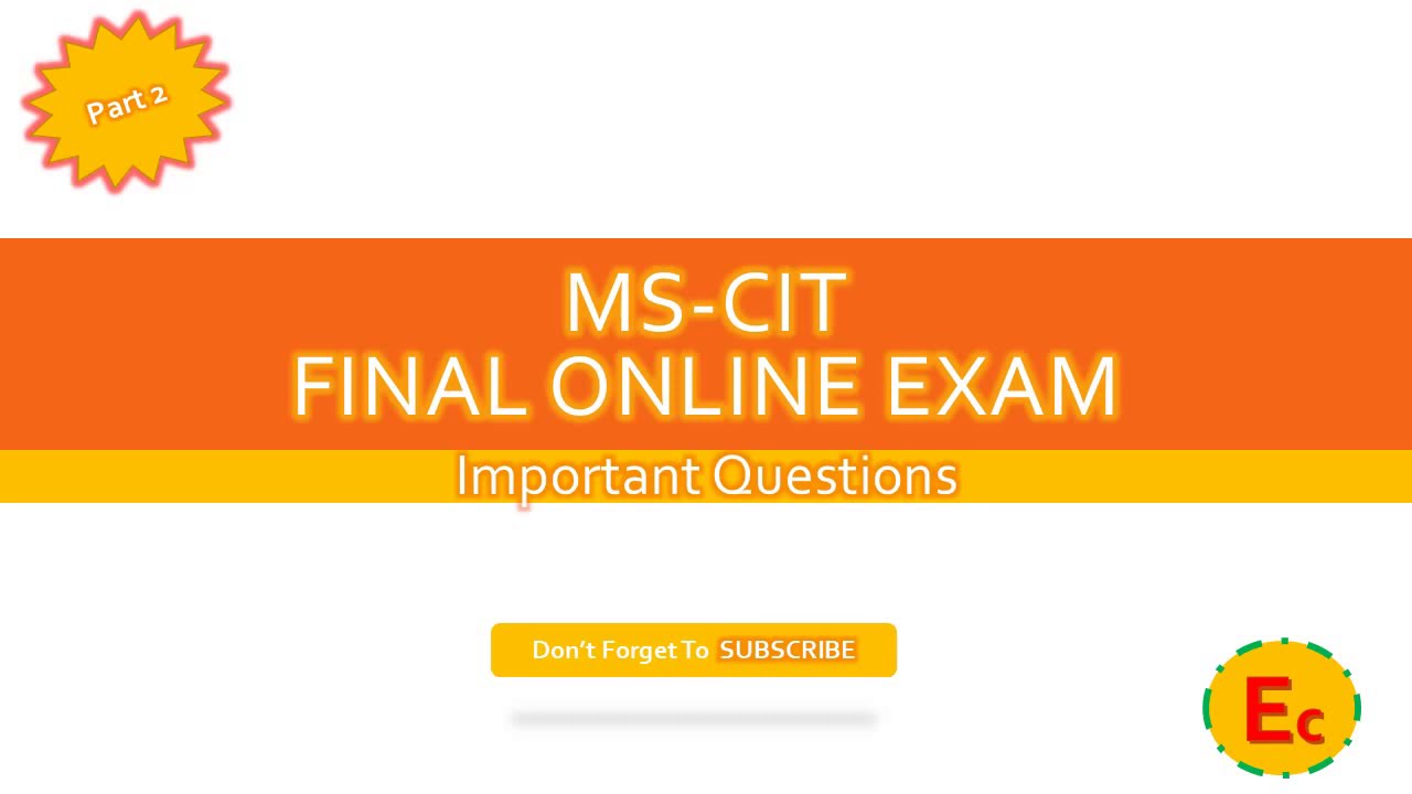 MSCIT Online Exam 2020-2021 PART 2 || Imp Questions || Get Full Marks ...