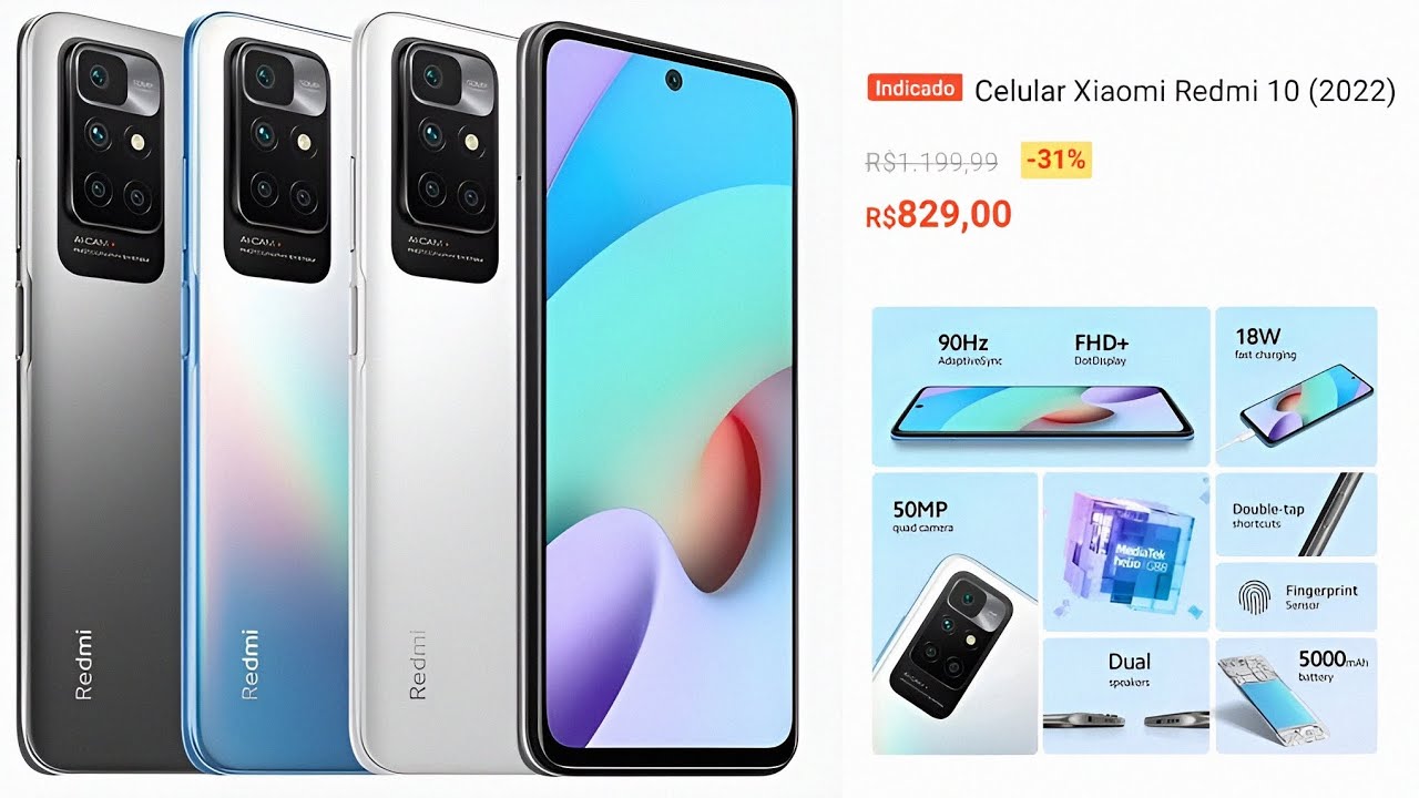 Celular Xiaomi Redimi 10 [ 128 Gb ] FHD ] 90Hz ] 10W ] 50MP ] 5000 MAH ...