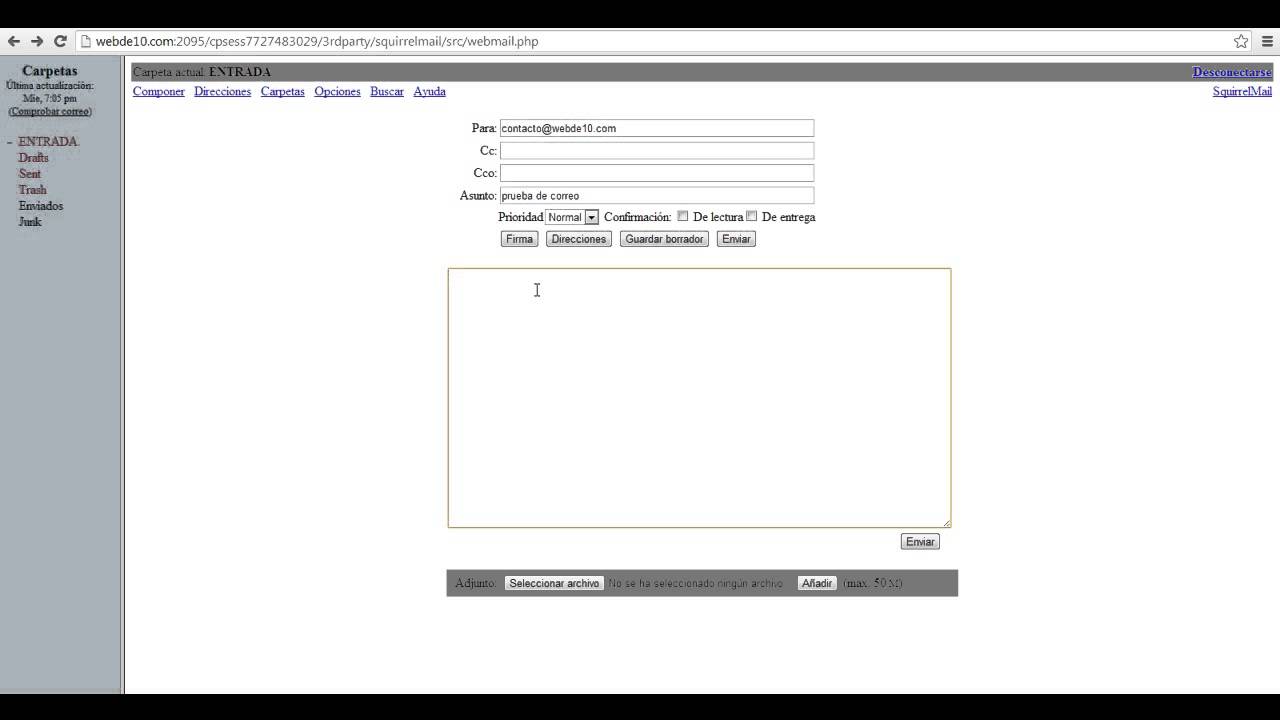 Como Enviar y Leer correos con SquirrelMail en webmail por webde10.com ...