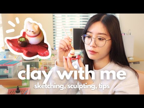 Clay with me! Making a polymer clay cat figurine from start to finish | my process, materials, tips