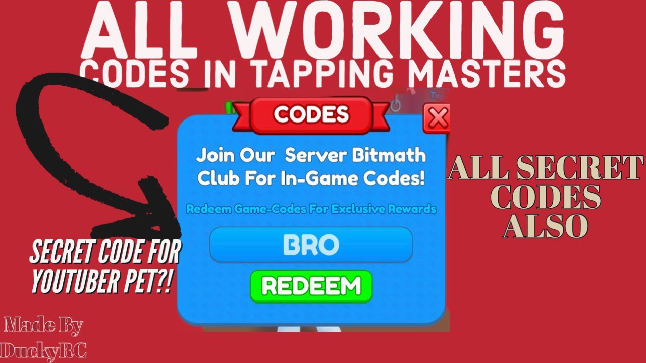 How To Use All Of The Working Codes In Roblox Tapping Masters (**SECRET ...
