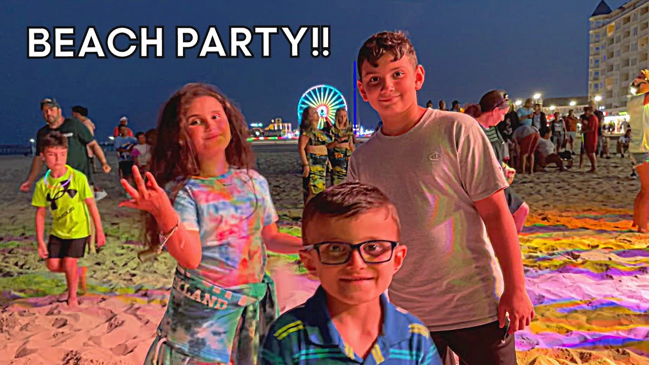 Ocean City, MD VLog Day 3!! Beach Party!🏖🎉🎡Boardwalk Games, dinner on ...