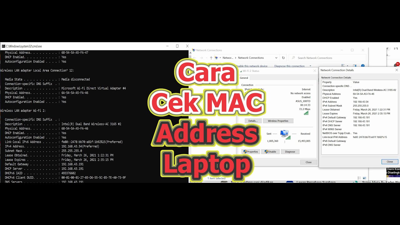 Cara Cek MAC Address Laptop - YouTube