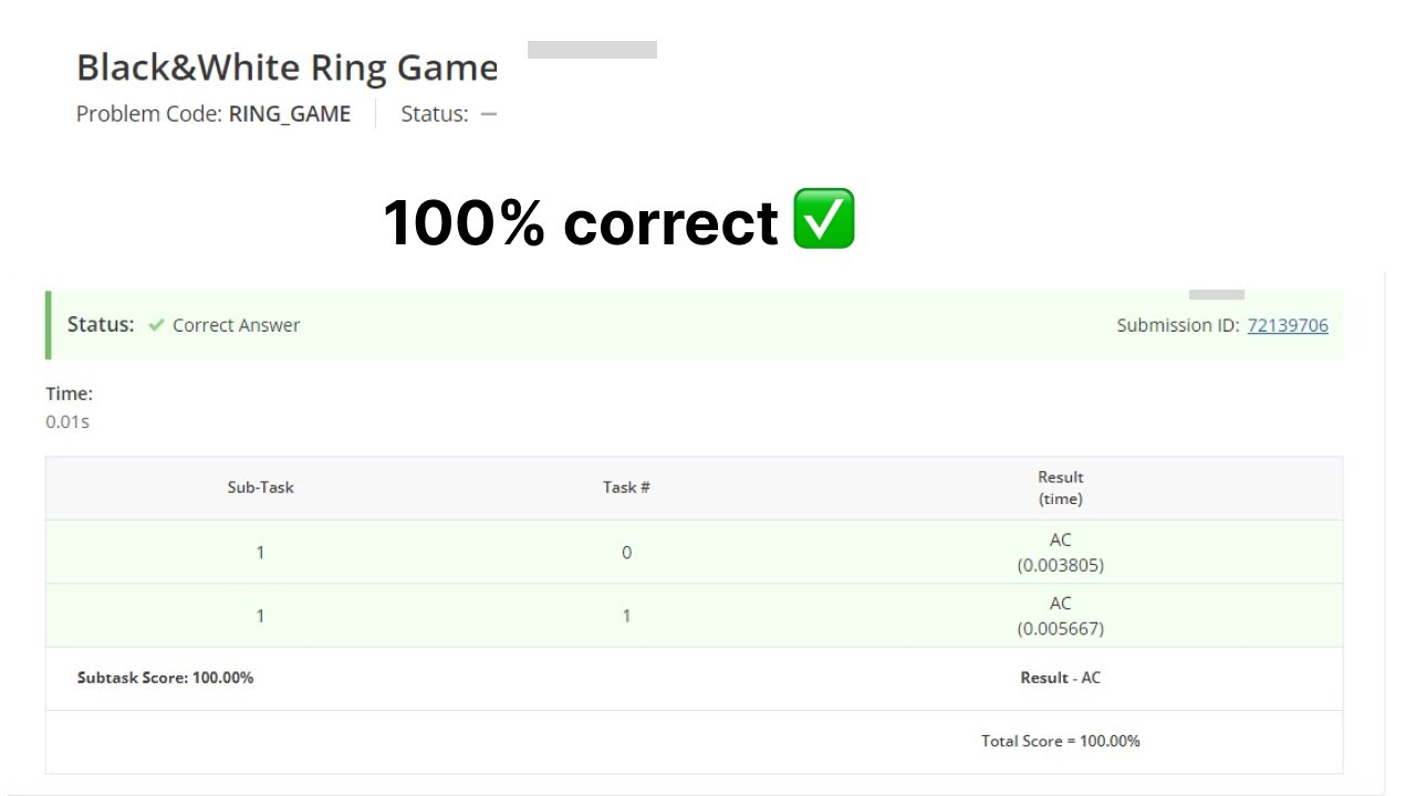 CodeChef Starters 53 | Black&White Ring Game || 100 % beats Solution #codechef #codechefsolution ...