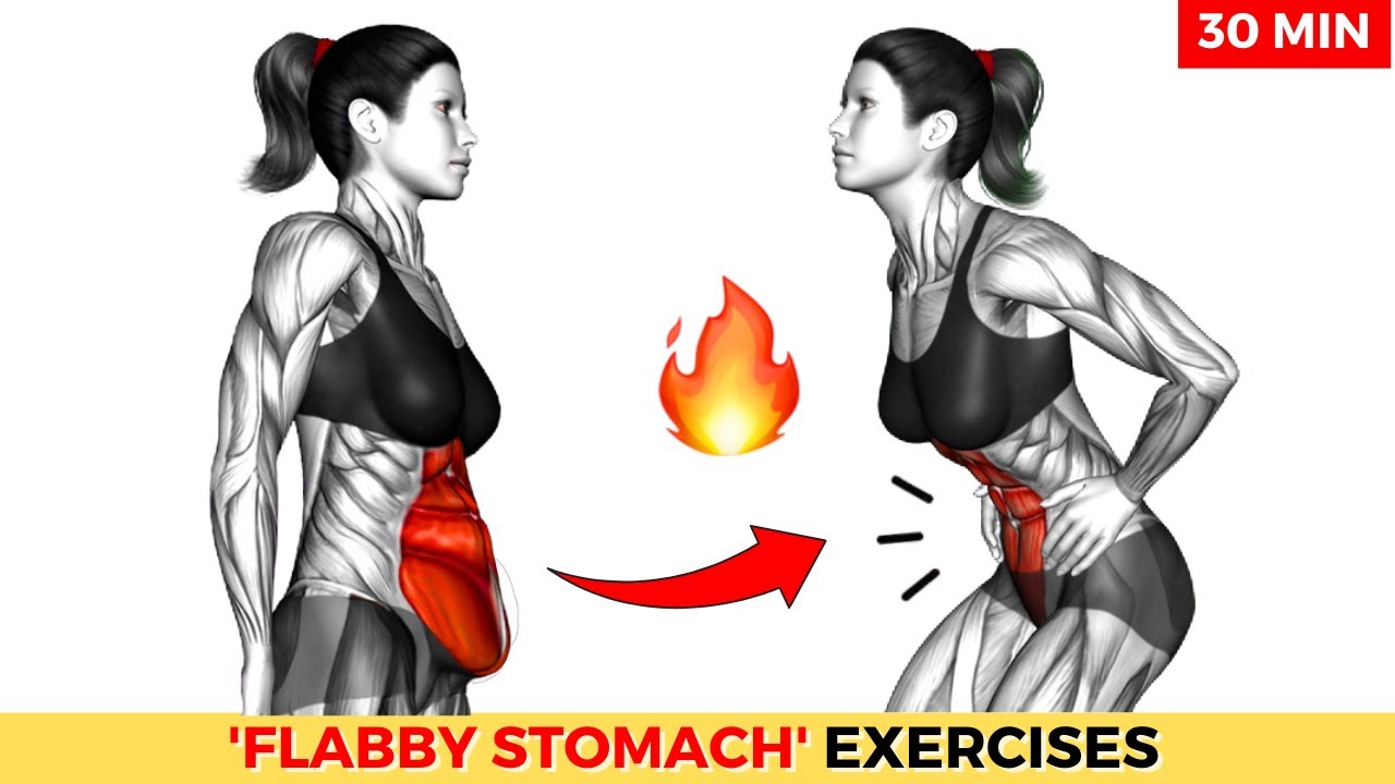 30-Min Standing 'FLABBY STOMACH' Exercises To Reduce Stomach Fat (Slim Waist and Flat Stomach ...