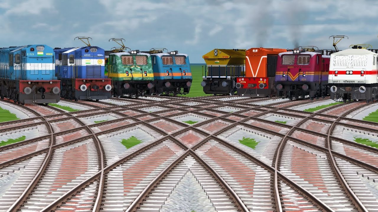 8 TRAINS CROSSING AT BUMPY BRANCHED 💱 RAILROAD TRACKS | railraod ...