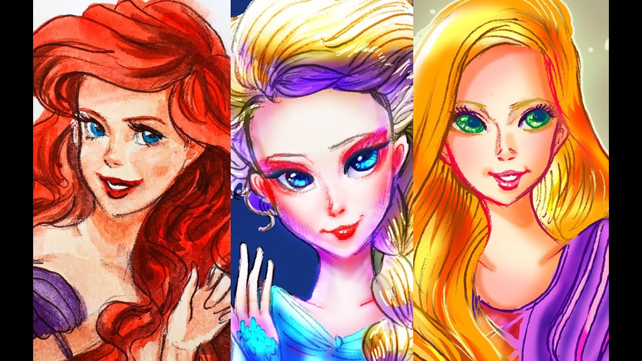 Disney Characters in Various Art Styles and Mediums -- Art Progression ...