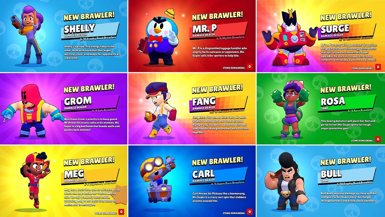 All 54 Brawler Unlock Animations with New Classes - YouTube