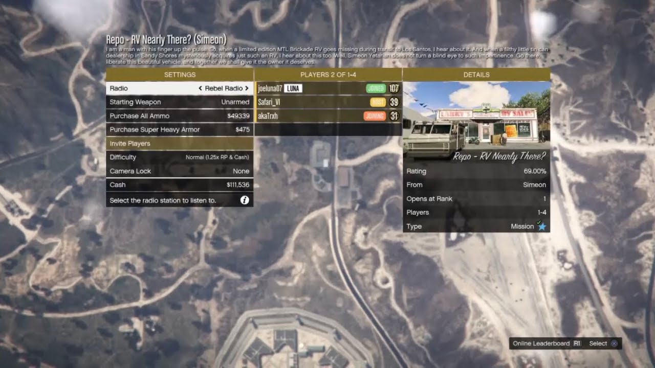 Repo- RV Nearly There? (Simeon) mission in Grand Theft Auto V online ...