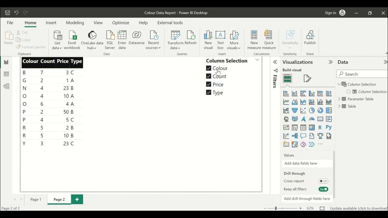 Allow user to select columns for table visual in Power BI - YouTube