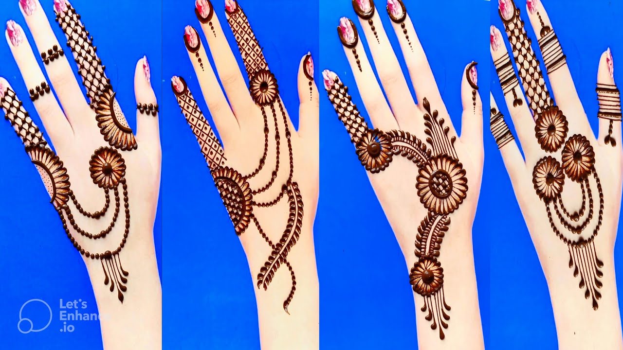 4 Most Easy Backhand Bangles mehndi designs| simple trick mehndi ka ...