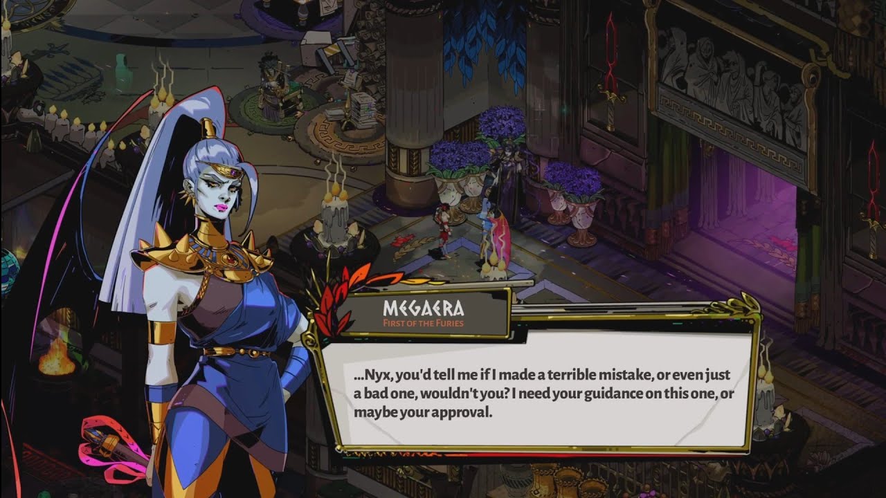 Megaera asks Nyx if she would tell her if she made a mistake - Hades ...