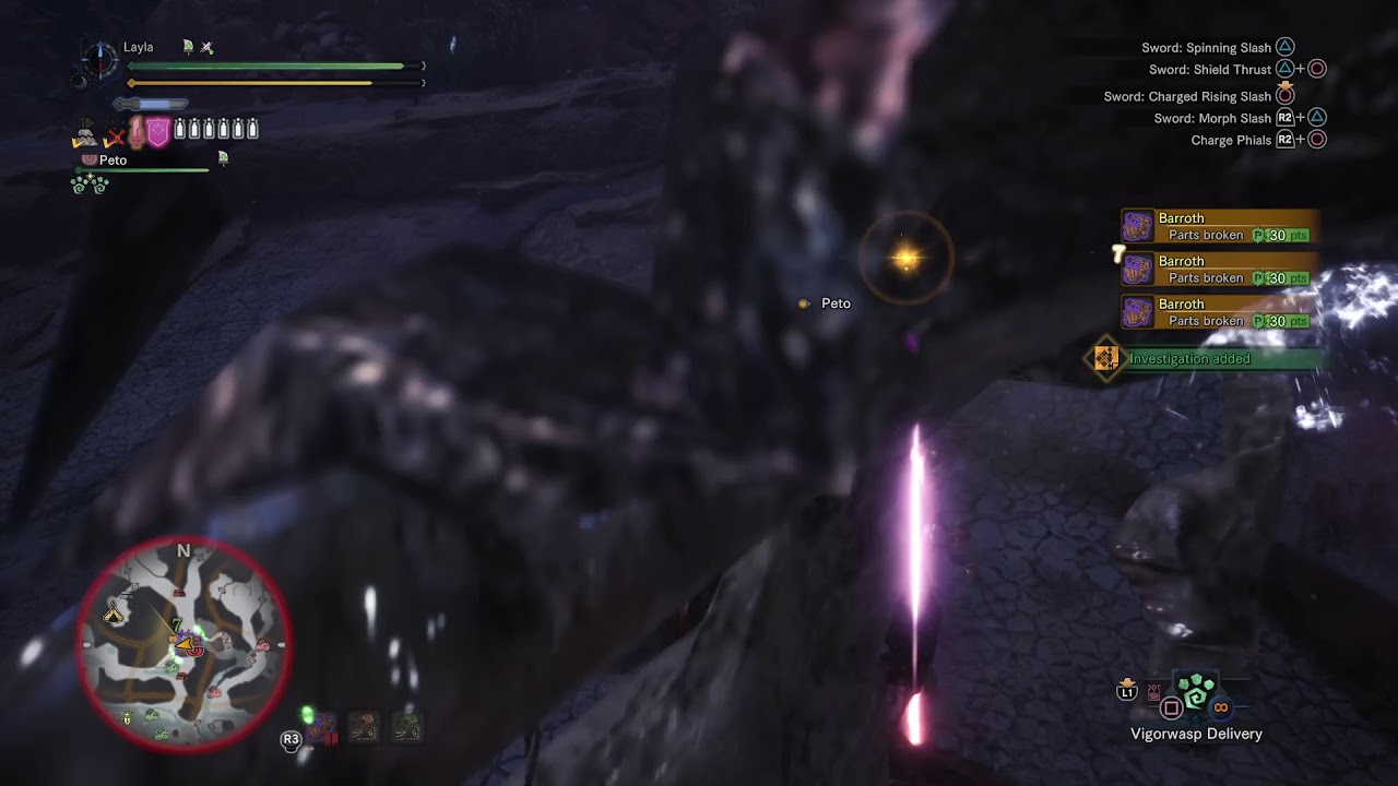 MHWorld | Barroth Solo [Elemental Charge Blade] - 1'59 | Fun run - YouTube