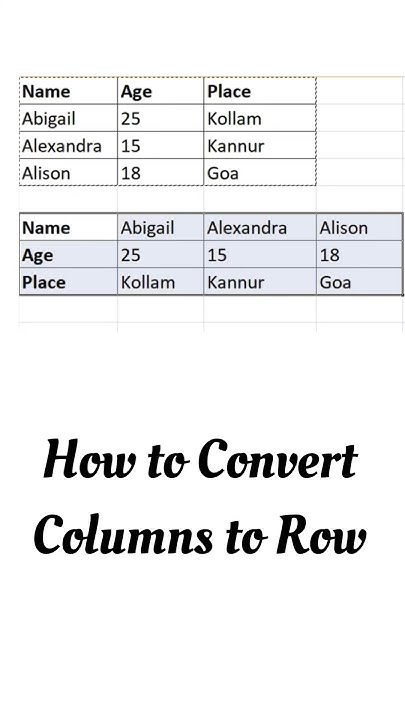 How to convert columns to row in excel | Transpose in excel #shortfeed ...