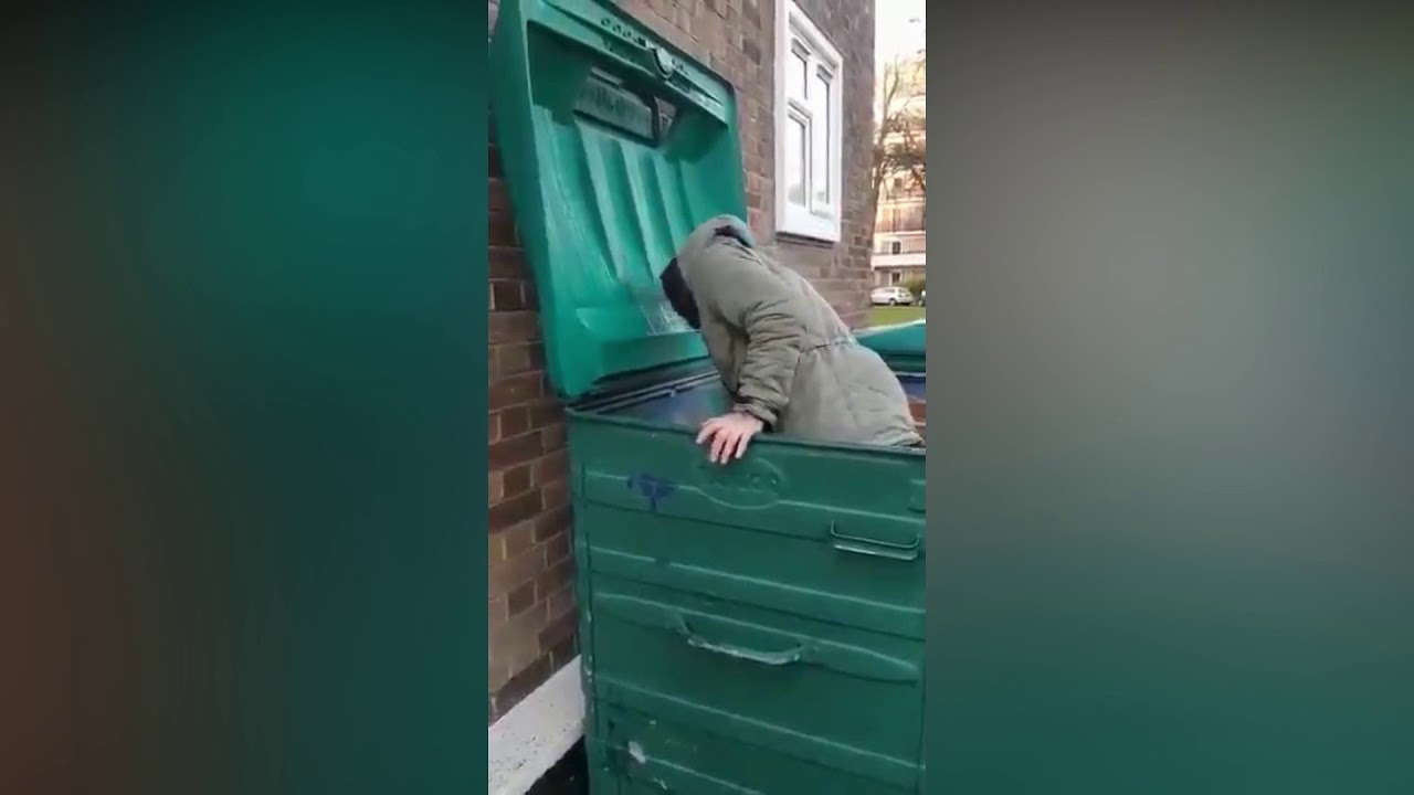 Young woman sleeping in a bin - YouTube