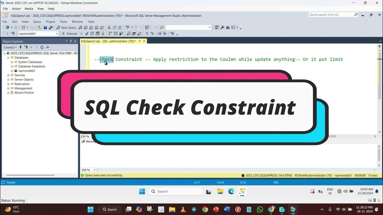 Check Constraint practice on SQL Server 2022 | Concept, implementation and Restrictions - YouTube