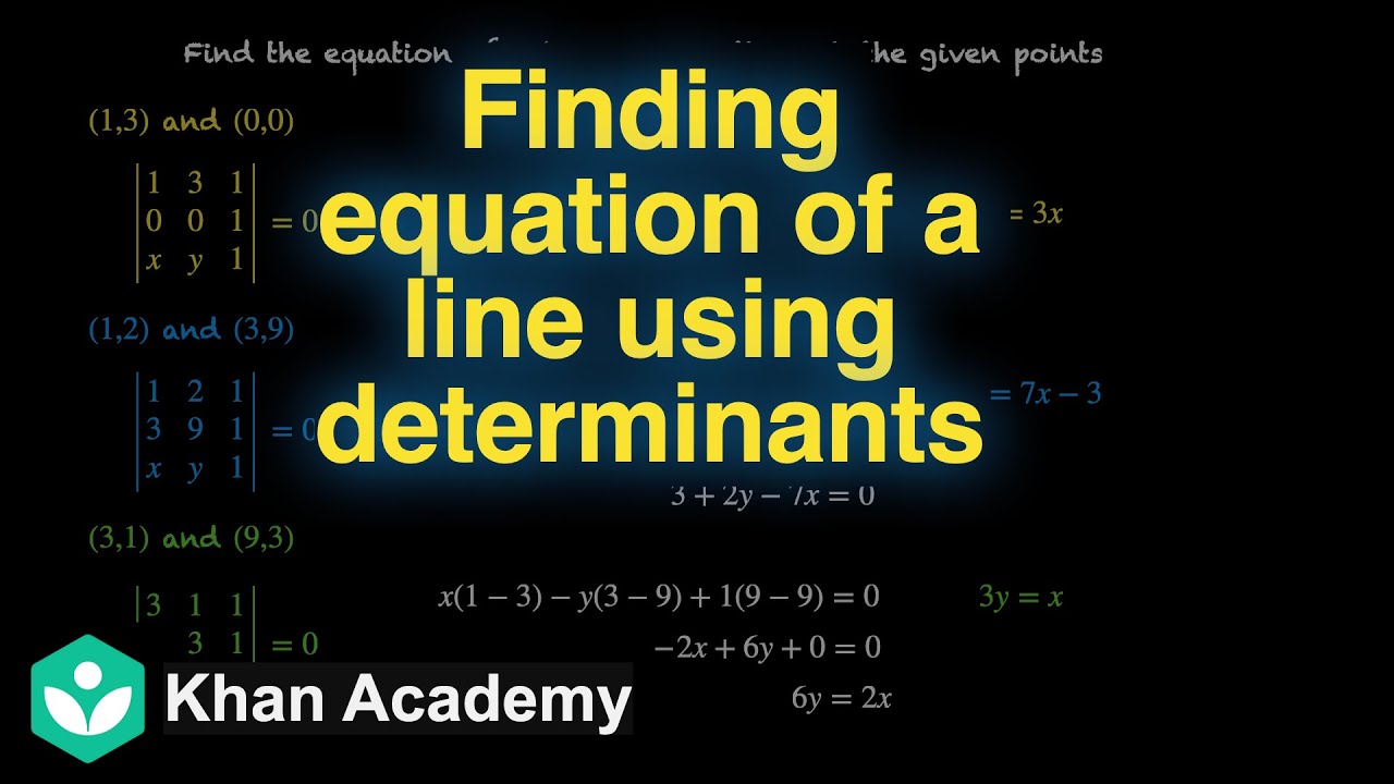Finding equation of a line using determinants | Determinants | Grade 12 ...
