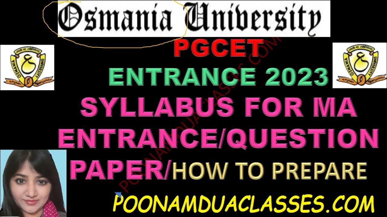 Osmania University PG Entrance Exam 2023 Syllabus Question paper ...