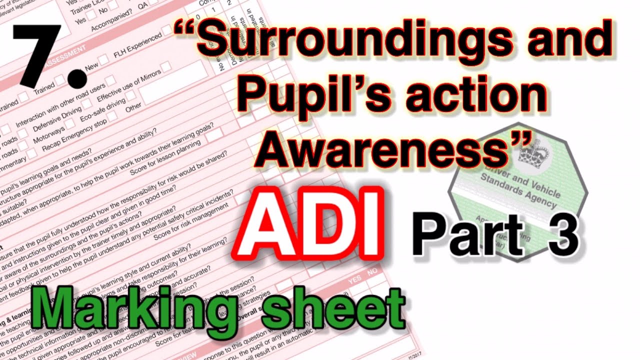 ADI part 3. Understand the marking sheet. 7. Surrounding and pupil’s ...