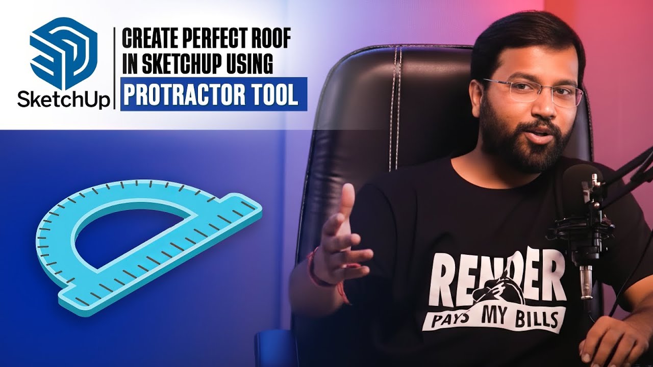 Create Perfect Roof in SketchUp Using Protractor Tool | Step-by-Step ...
