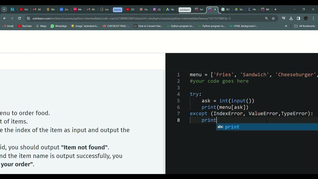27 Finally Else Python Intermediate Sololearn Youtube