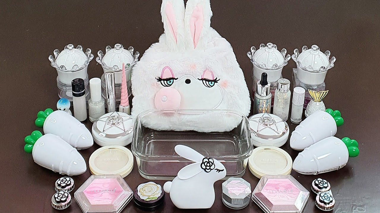 WHITE RABBIT Slime Mixing Random Into Slime! Satisfying Slime Video ...