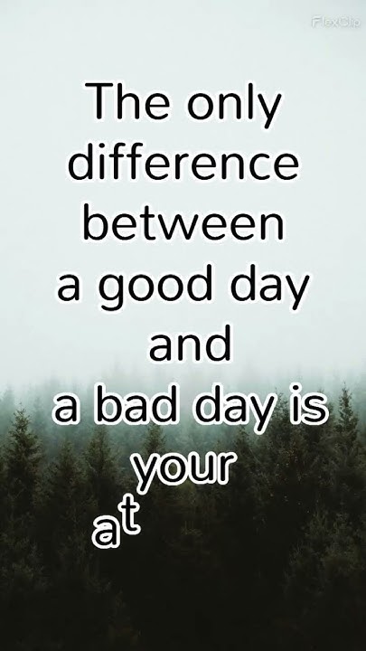 The only difference between a good day and a bad day is your attitude ...