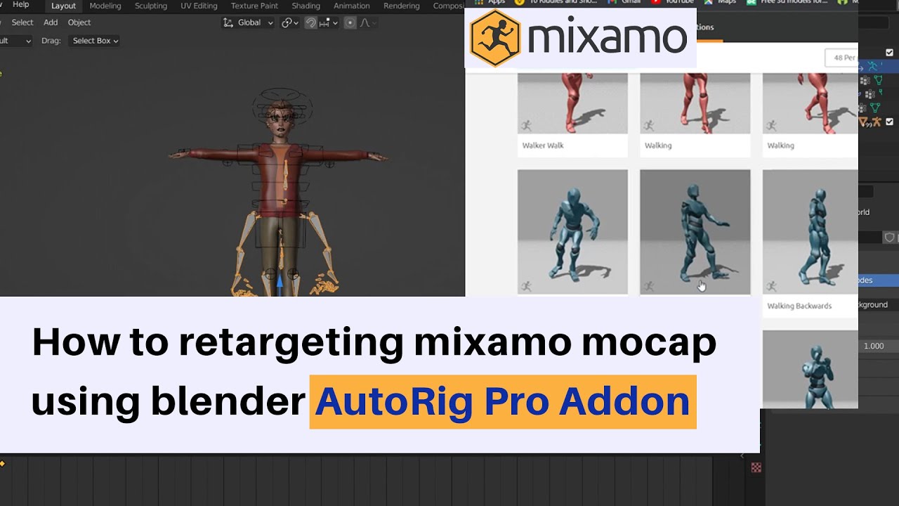 How to retargeting mixamo mocap data using blender Autorig Pro Add-on ...