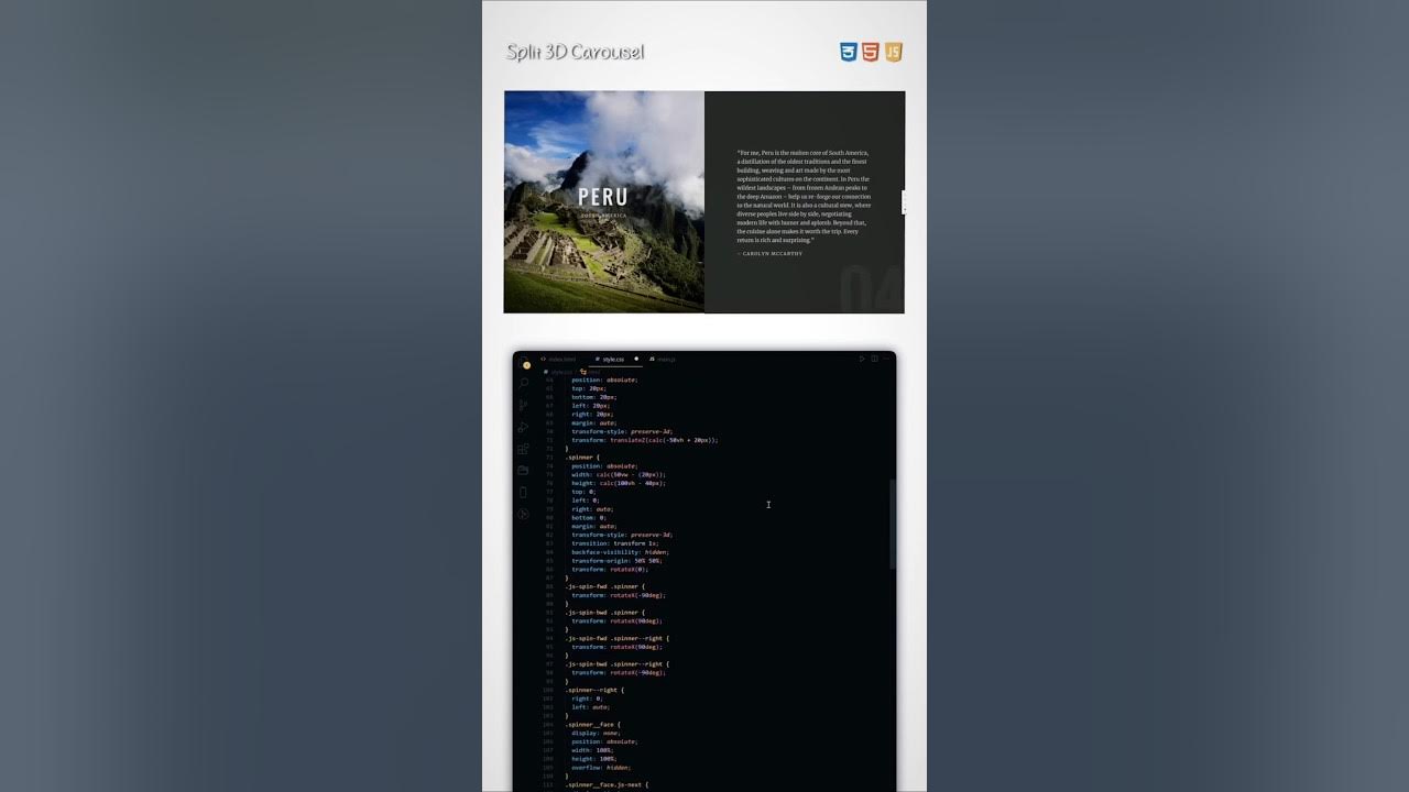 3d Split Carousel Js Css And Html🧑💻 Coding Programming 2024 Cssanimations Htmlcss