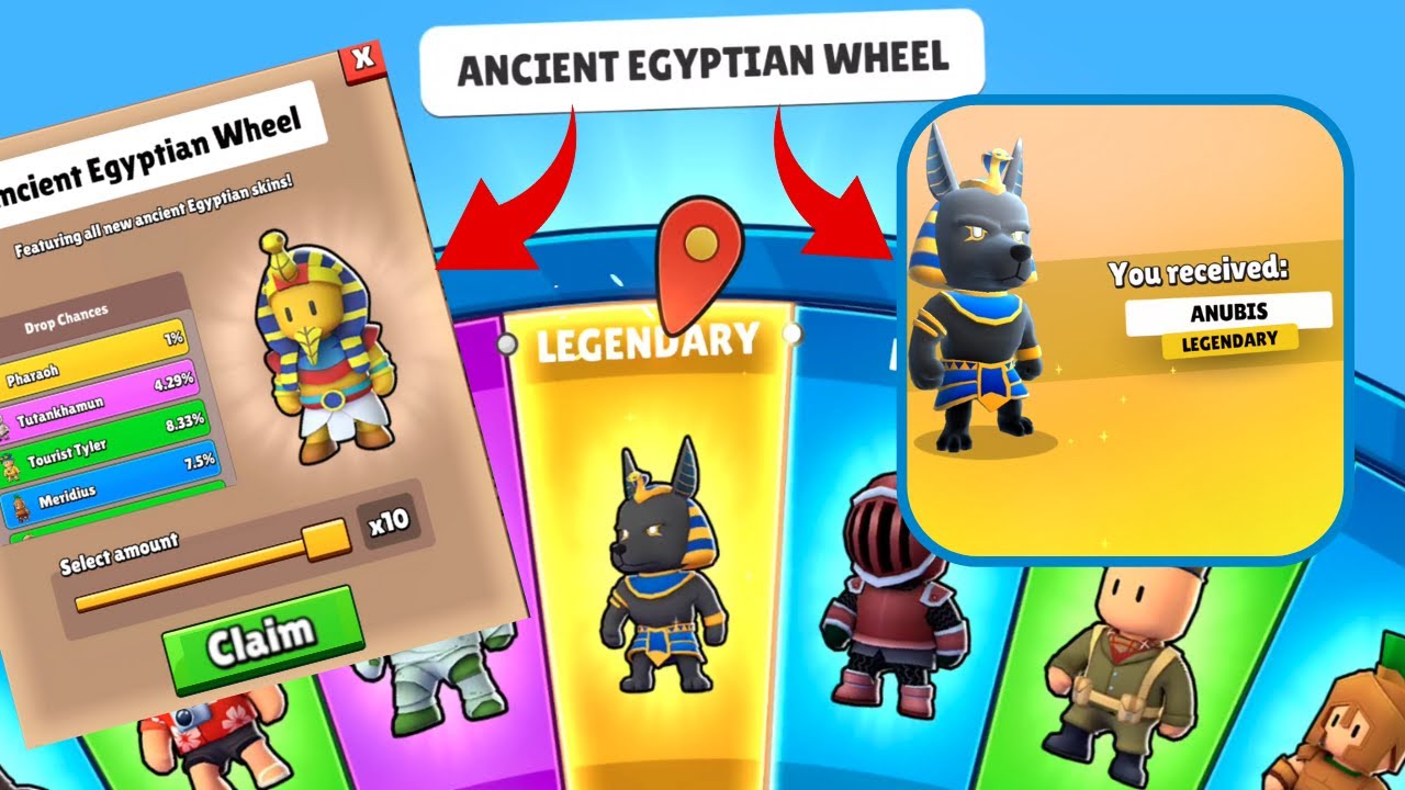 ancient egyptian spin wheel In Stumble guys - YouTube