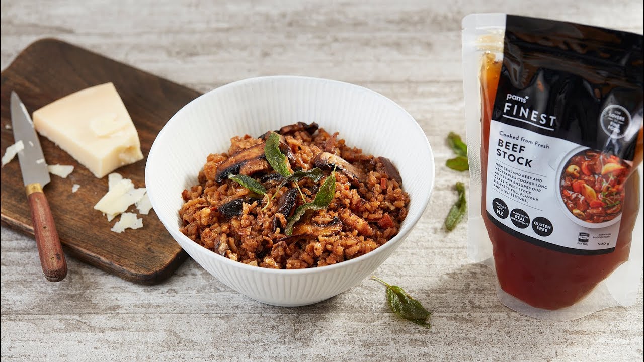 Mushroom and Walnut Risotto Recipe | Pams - YouTube