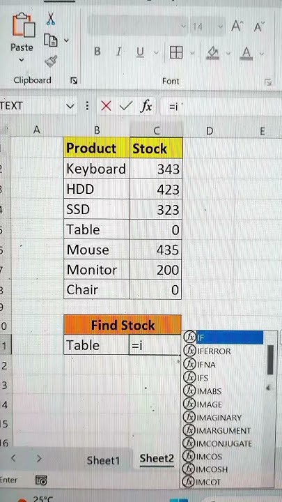 Find Products Stock In Excel 🔥 Vlookup Function In Excel 😎 Shorts Excelfunctions Tips