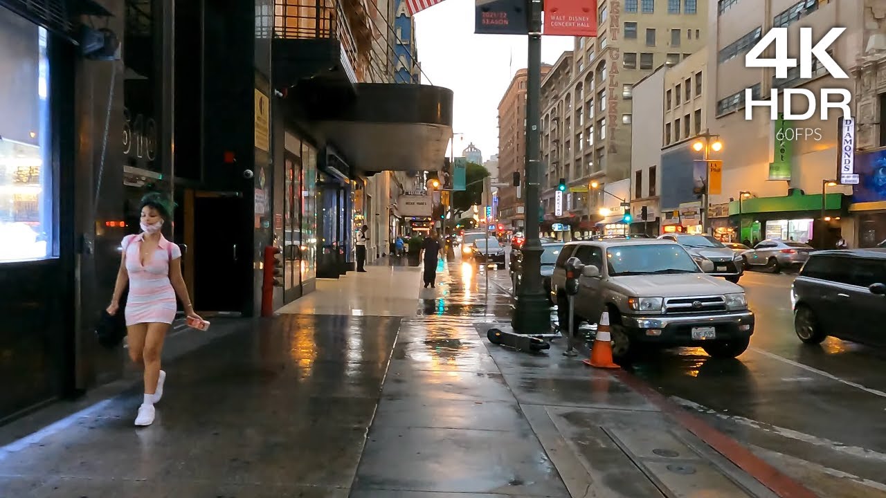 Rain In Downtown Los Angeles, California 【4K】 - YouTube