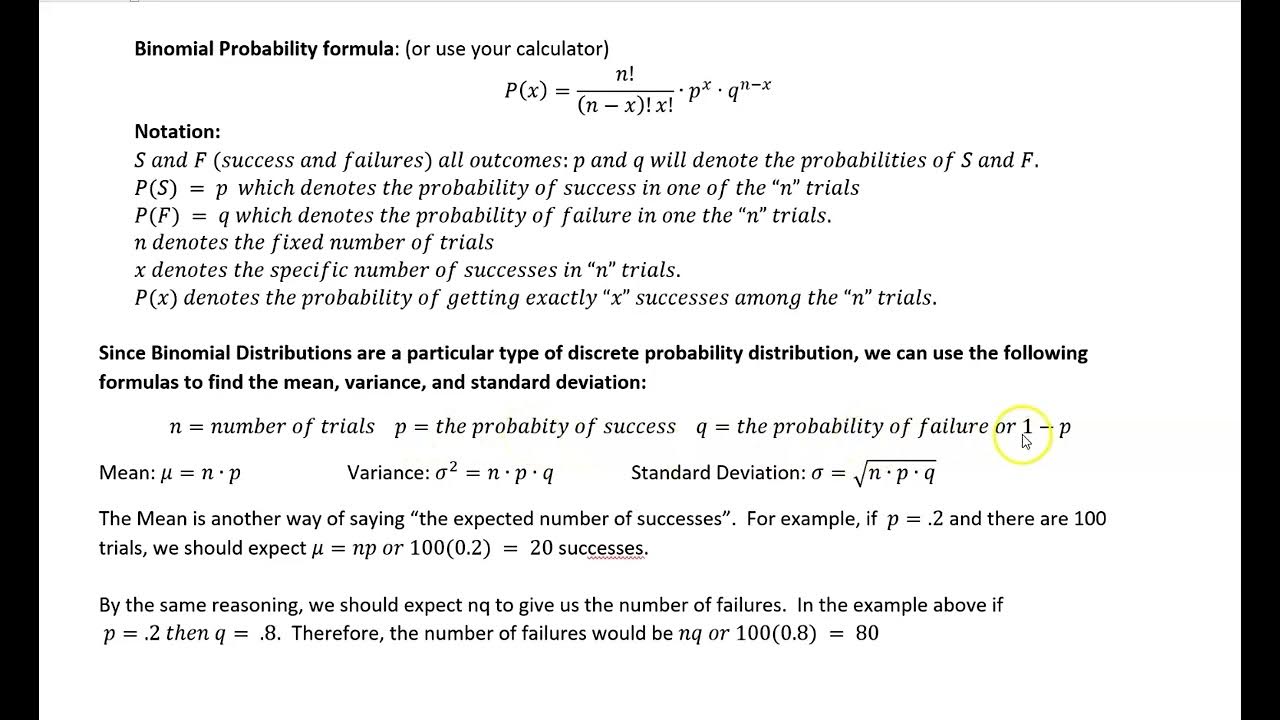 Formulas for Binomial Distributions - YouTube