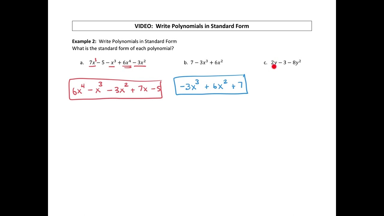 Write Polynomials In Standard Form YouTube Write Polynomials In Standard Form YouTube